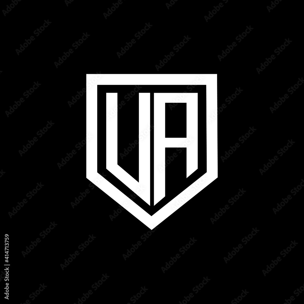 Vecteur Stock UA letter logo design with black background in ...