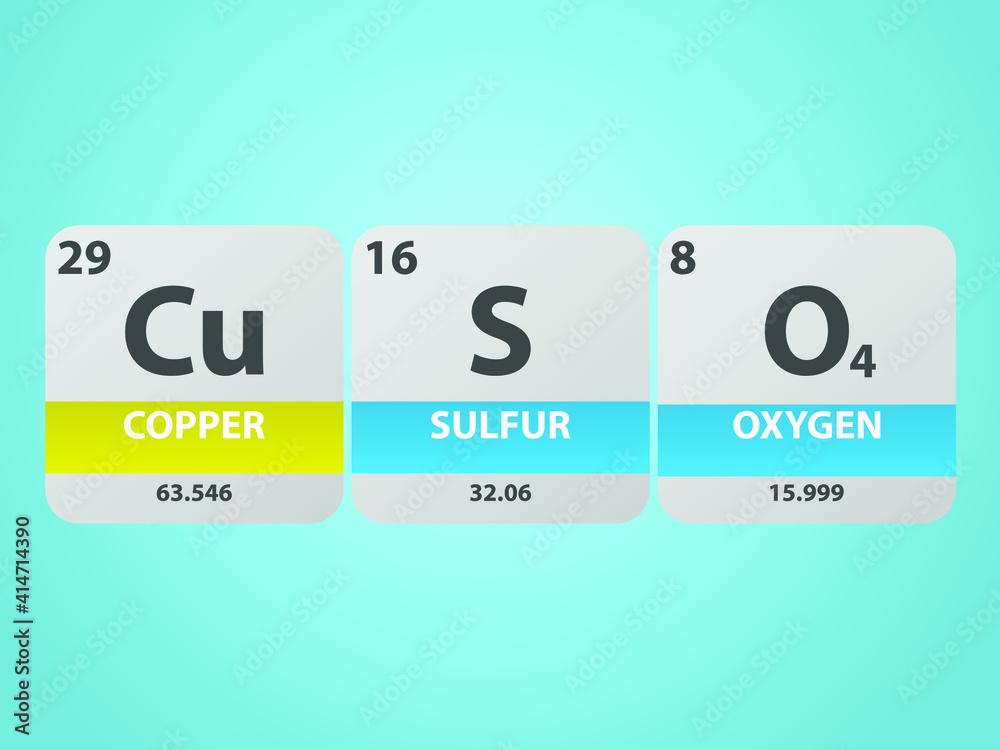 Copper Sulfate CuSO4 molecule. Simple molecular formula consisting of ...