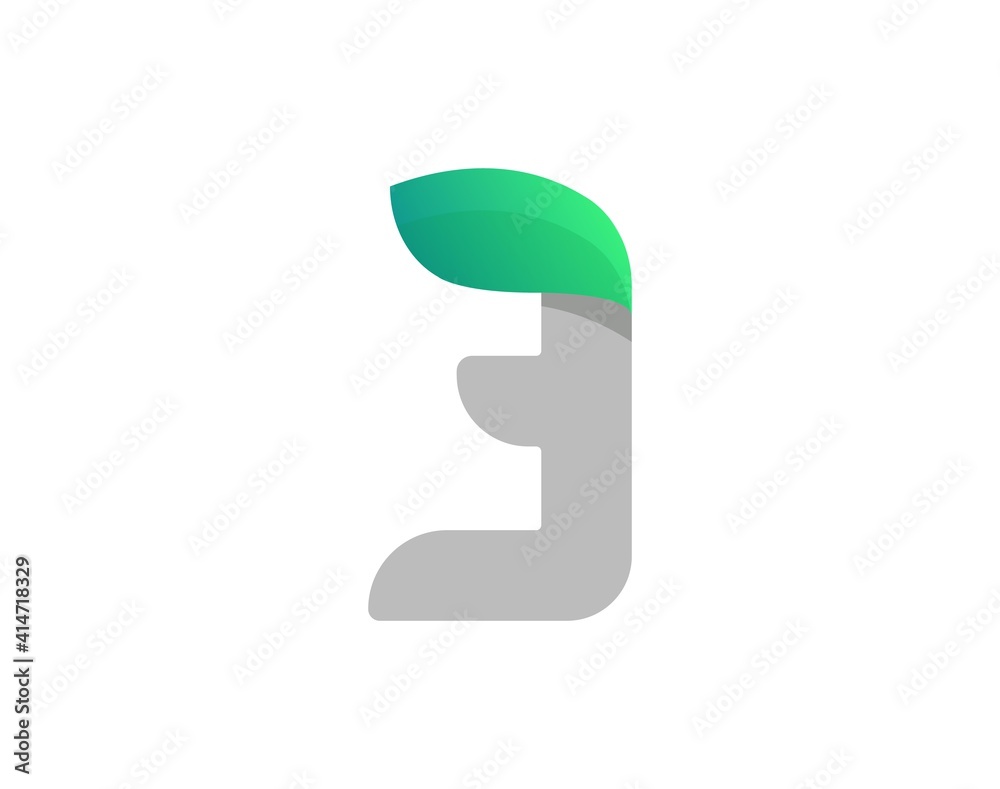 3 number eco logo with leaf. Vector font for bio posters, spa emblem ...