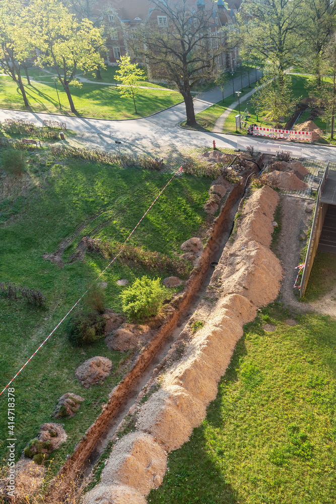 Replacing old water pipes with modern plastic piping Stock Photo ...