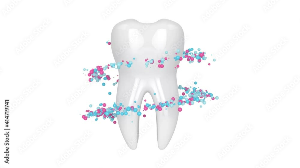 Seamless looping animation of tooth with rotating around particles ...