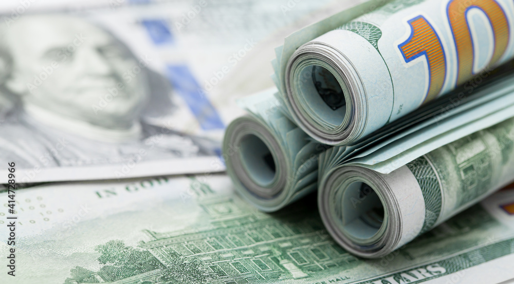 One hundred dollar bills are creatively laid out. Beautiful original ...