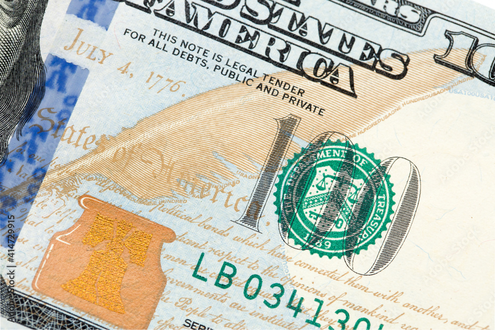 Hundred dollar bill close up. Beautiful original cash flow. One hundred ...