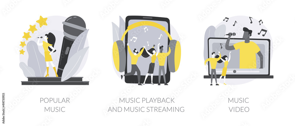 Pop culture abstract concept vector illustration set. Popular music ...