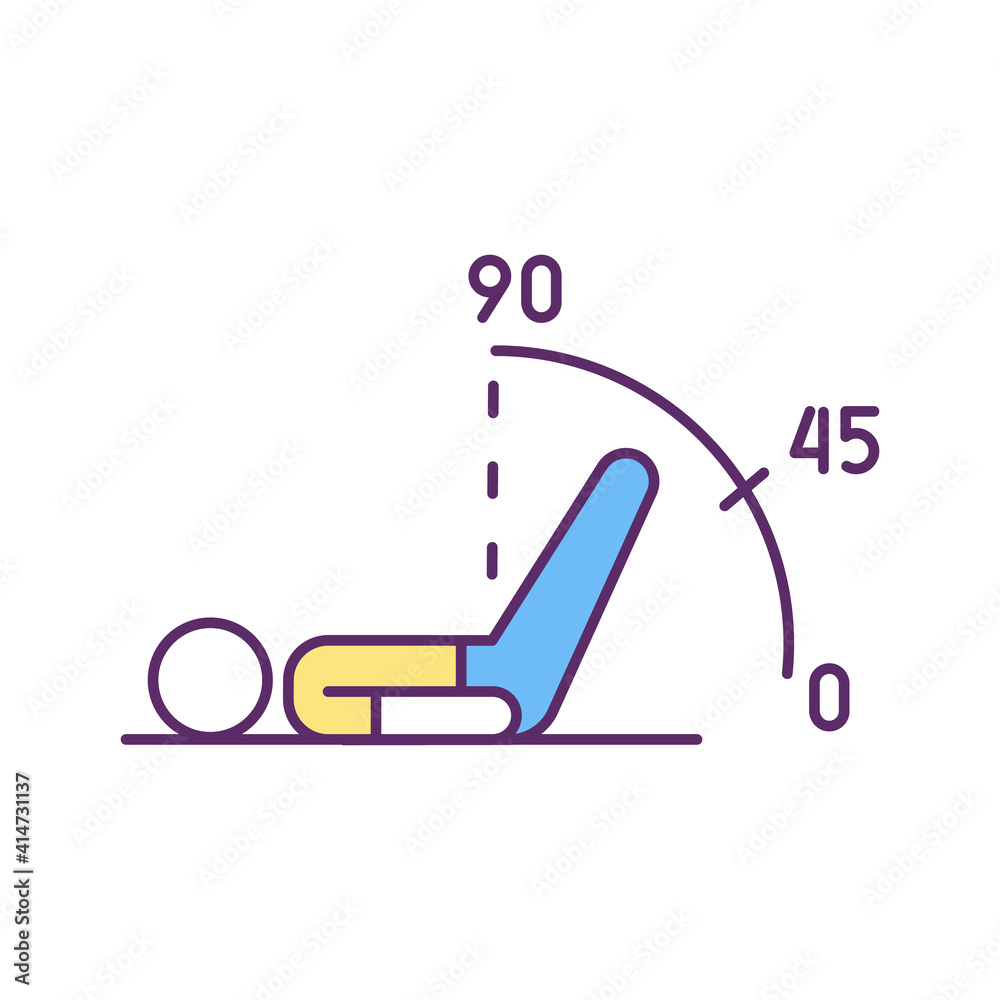 Leg raise RGB color icon. Strength training exercise. Abdominal muscles ...