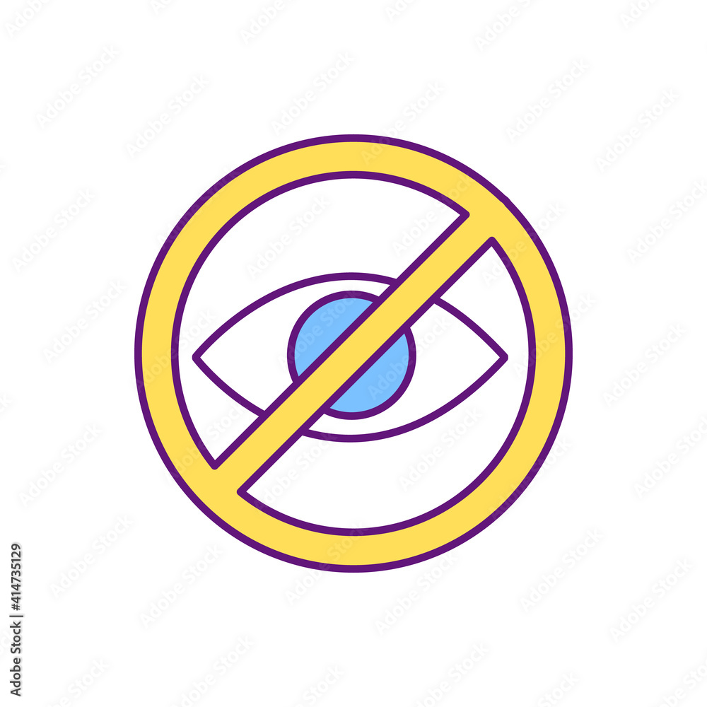 Blind people sign RGB color icon. Warning for drivers. Visually ...