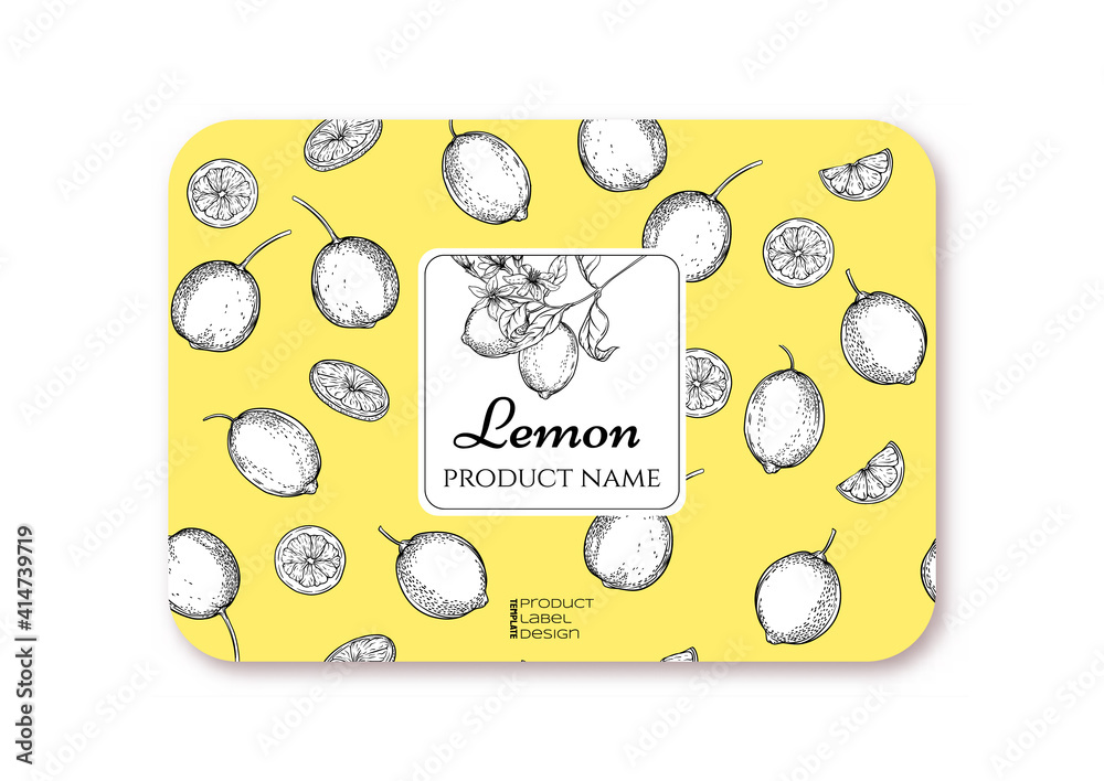 Lemon. Ripe citrus. Template for product label, cosmetic packaging ...