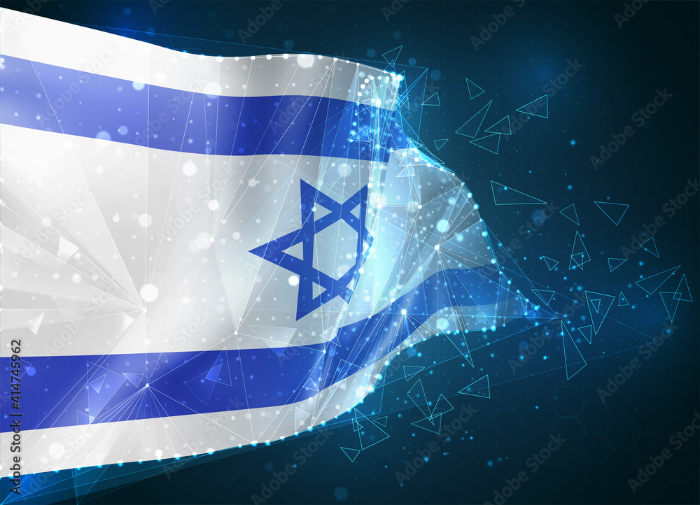 Israel, vector flag, virtual abstract 3D object from triangular ...