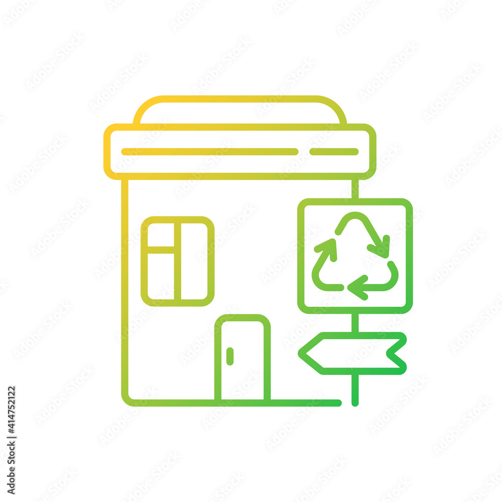Recycling collection center gradient linear vector icon. Landfill and ...