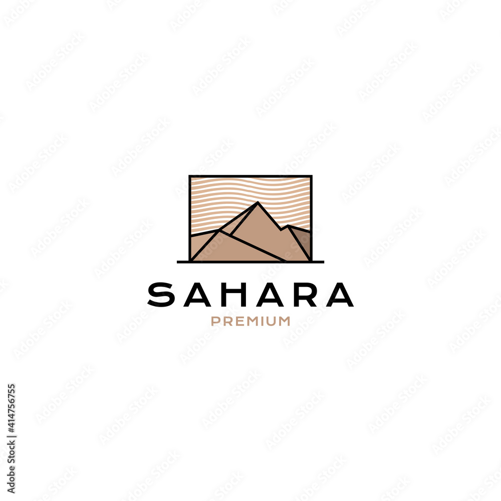 sahara desert logo vector icon illustration line outline simple style ...