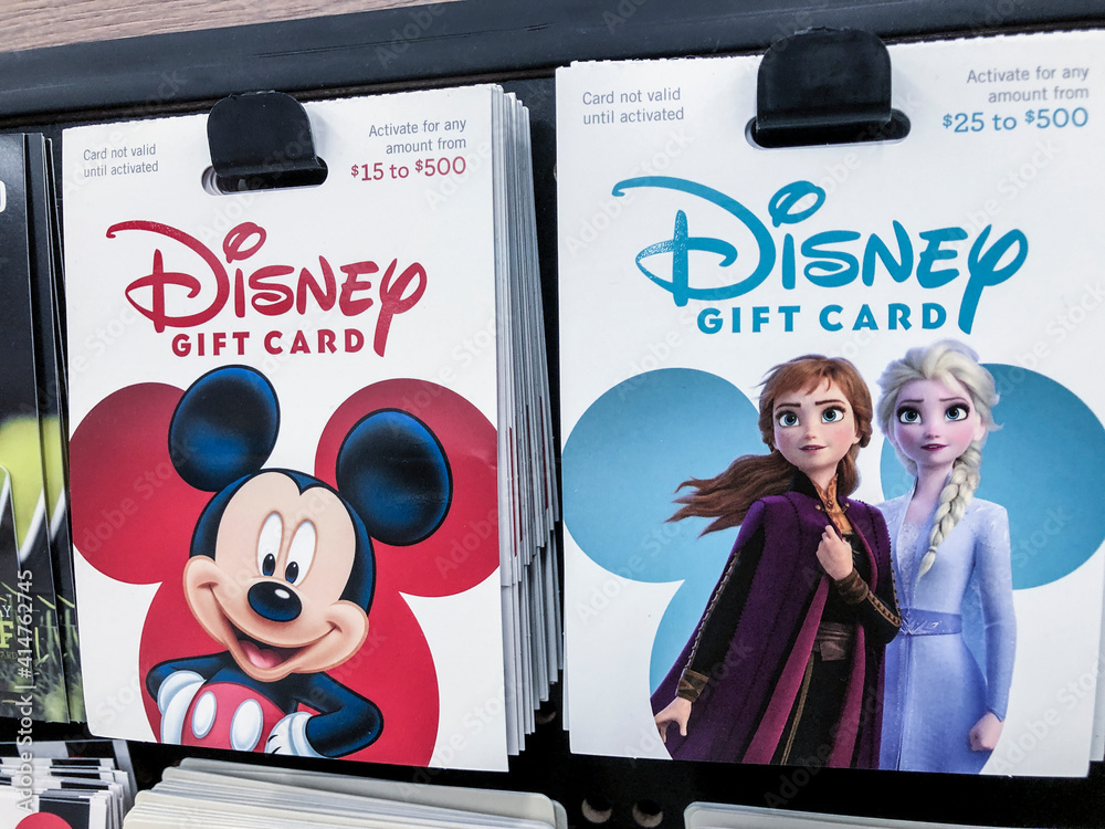 Indianapolis - Circa February 2021: Disney gift cards. Disney gift ...
