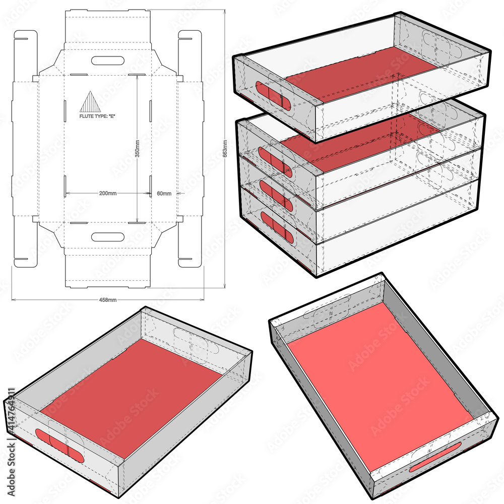 Stackable Retail Double Edge Box and Die-cut Pattern. The .eps file is ...