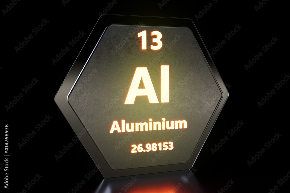 Aluminium - Al - chemical element Sign with atomic number and atomic ...