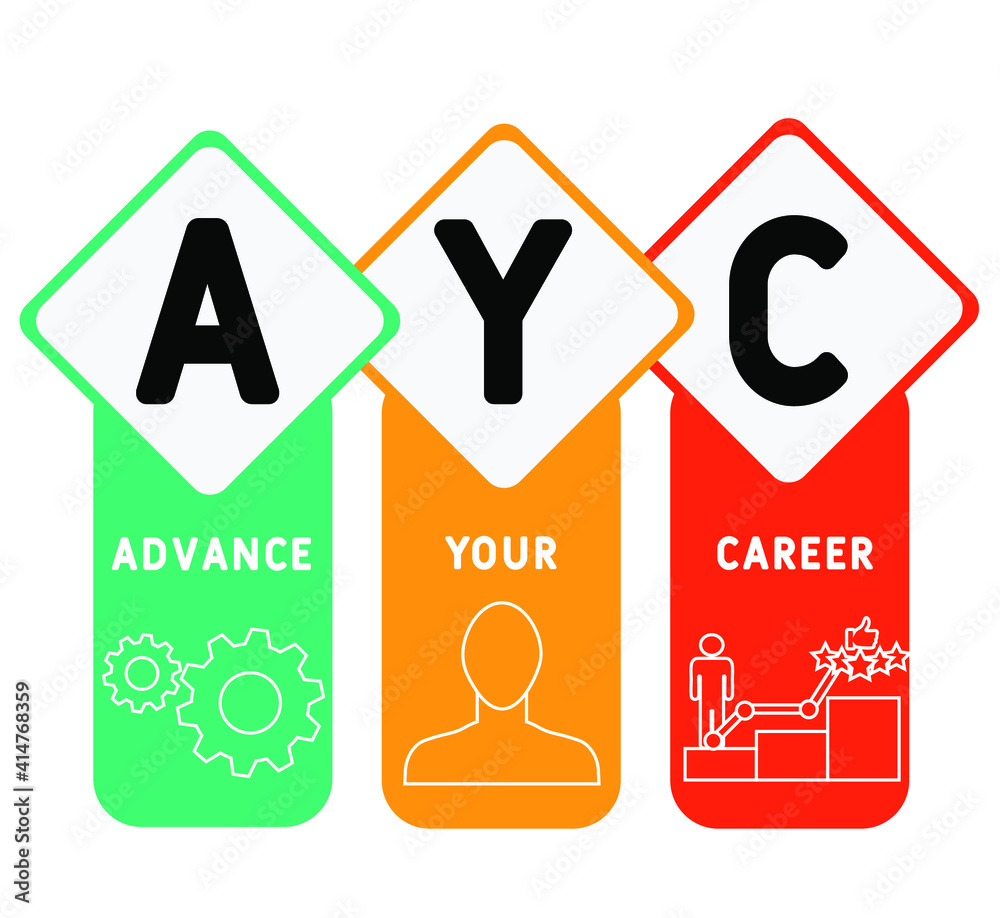 AYC - Advance Your Career acronym. business concept background. vector ...