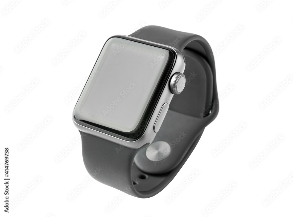 February 2018. Apple Watch Series 3 on a white background. A new watch ...