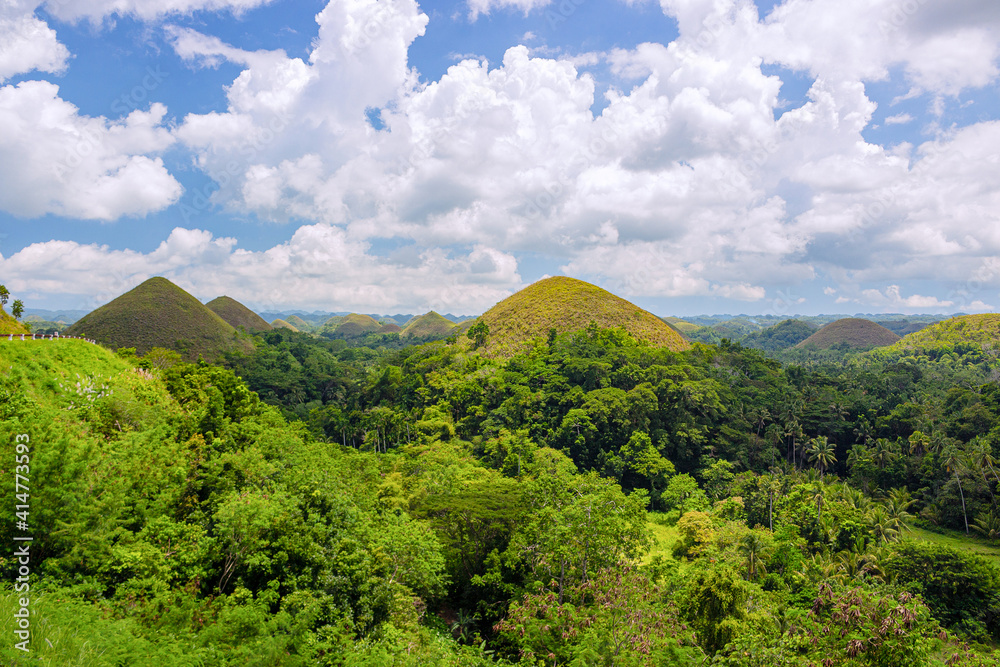Chocolate Hills in Bohol island, Philippines. Bright majestic landscape ...