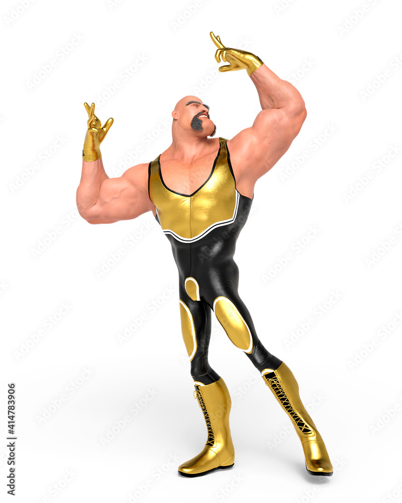 wrestler guy is doing a bodybuilder pose in white background Stock ...