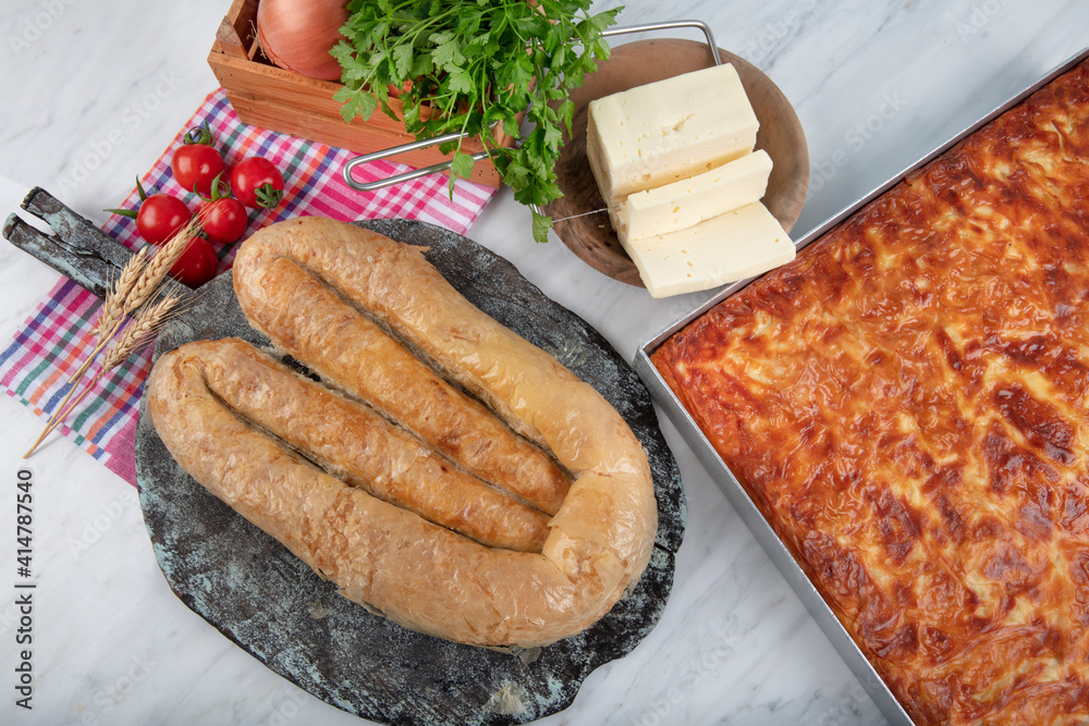 Turkish style meat stuffed filo dough borek served kol boregi. Cheese ...