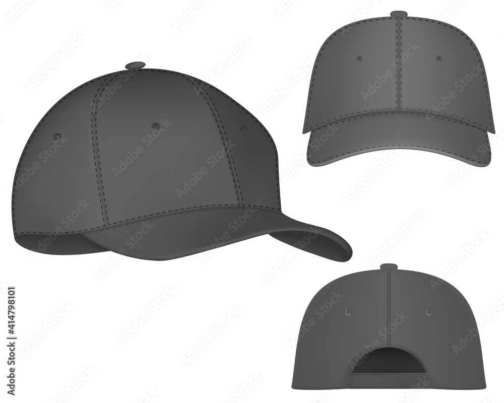 Baseball cap gray template. Design template closeup in vector ...