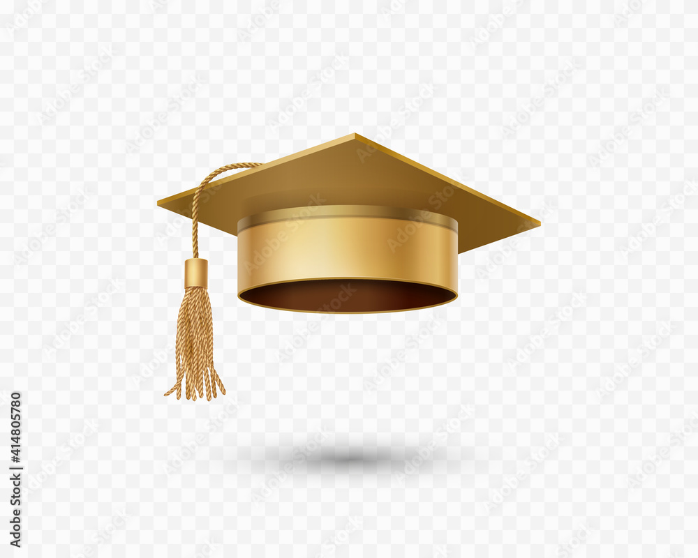 Graduate college, high school or university cap isolated on transparent ...