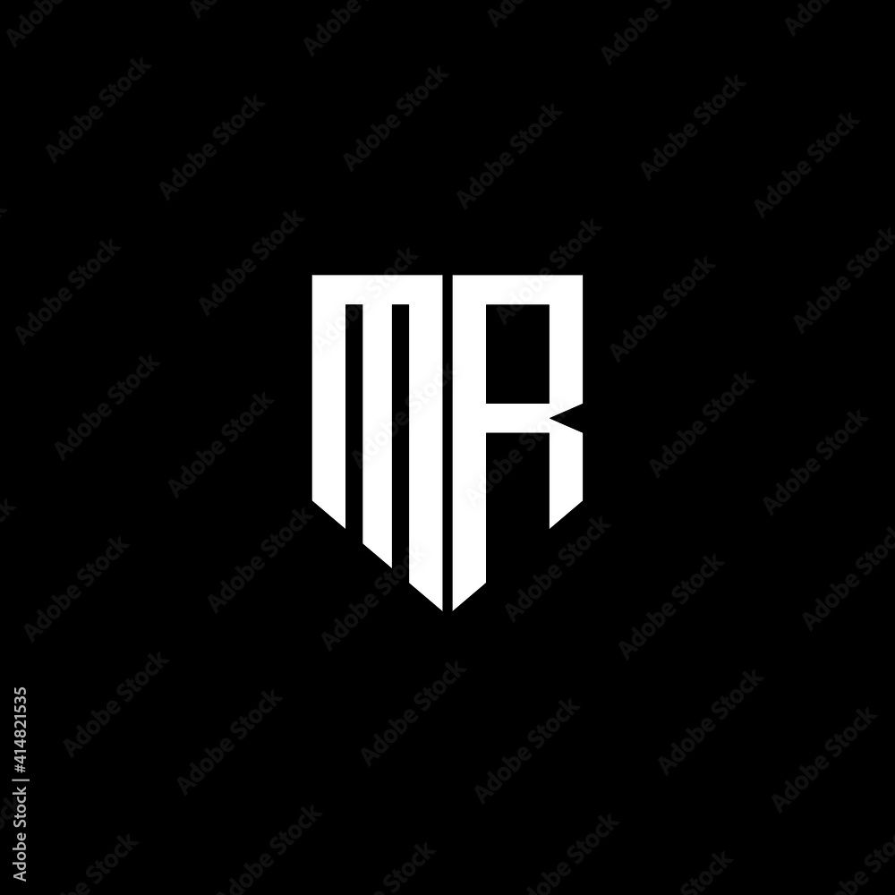 MR letter logo design with black background in illustrator, vector logo ...