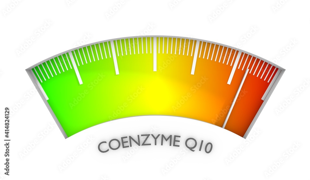 Scale with arrow. The Coenzyme Q10 measuring device. Sign tachometer ...
