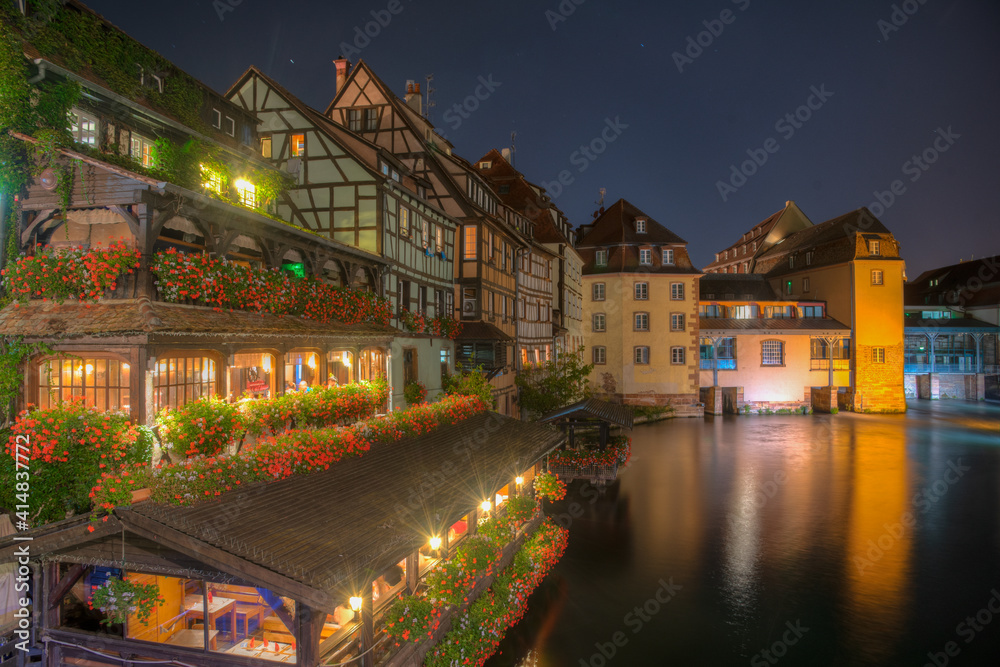 Sunset view of colourful houses at Petite France district in Strasbourg ...