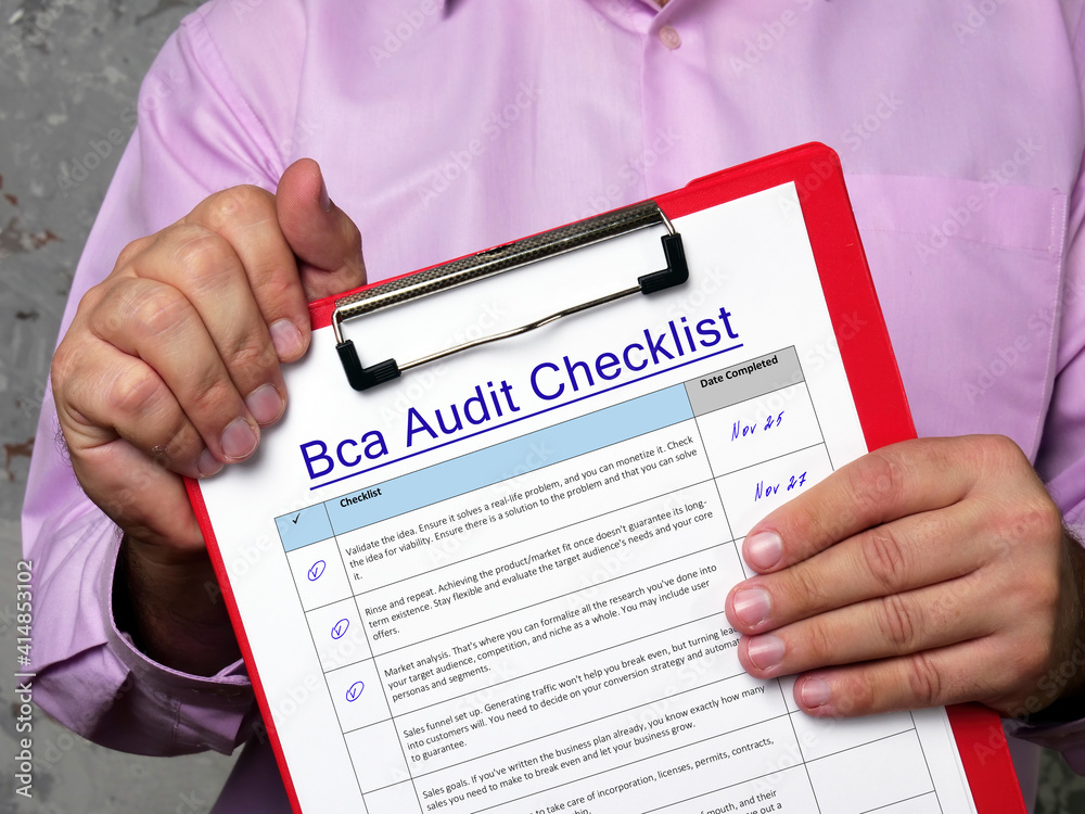 Business concept about Bca Audit Checklist with phrase on the sheet ...