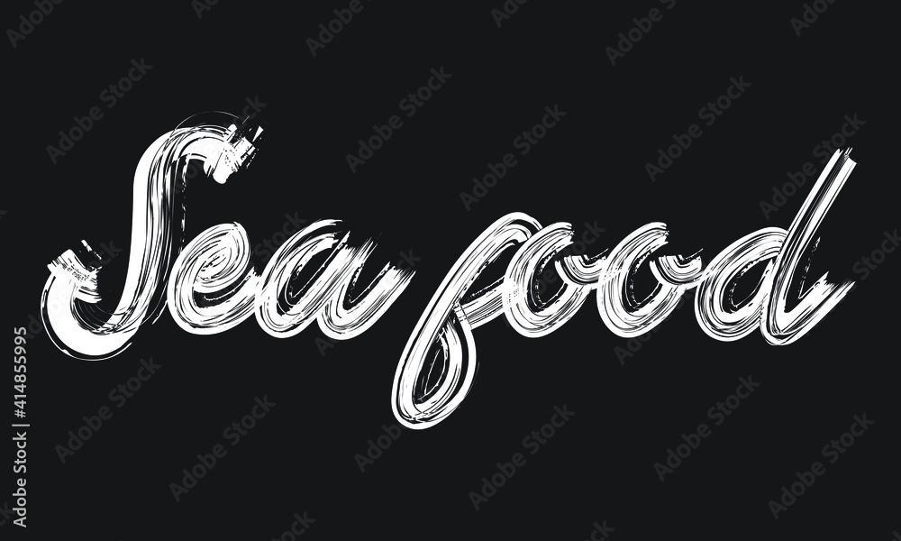 Seafood Handwritten restaurant and kitchen Brush font phrase ...