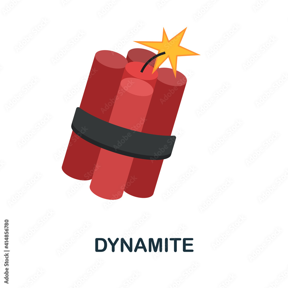 Dynamite flat icon. Color simple element from weapon collection. Creative Dynamite icon for web ...