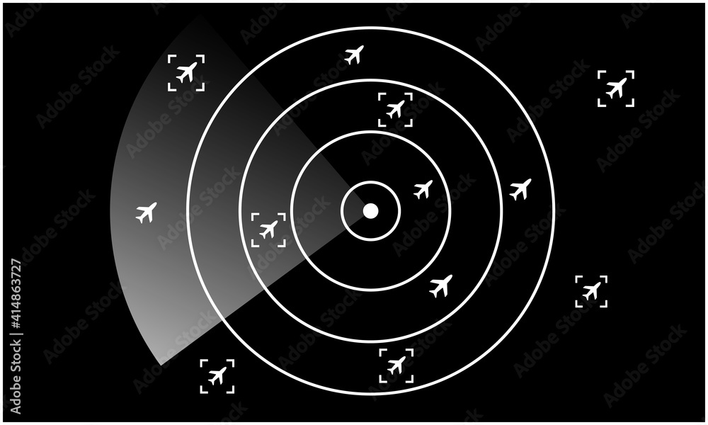 Radar Monitor. Air Traffic Control Radar screen and plane that is ...