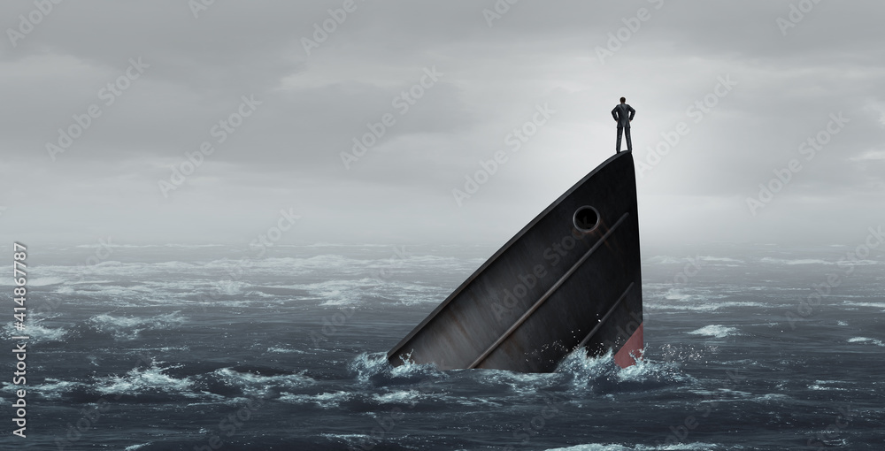 Sinking ship metaphor and failing business despair concept as a ...