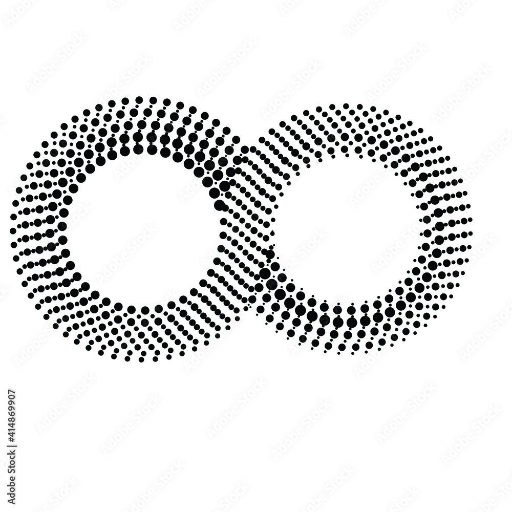 Infinity Symbol .Vector Curved Halftone Dots . Design Element . Black ...