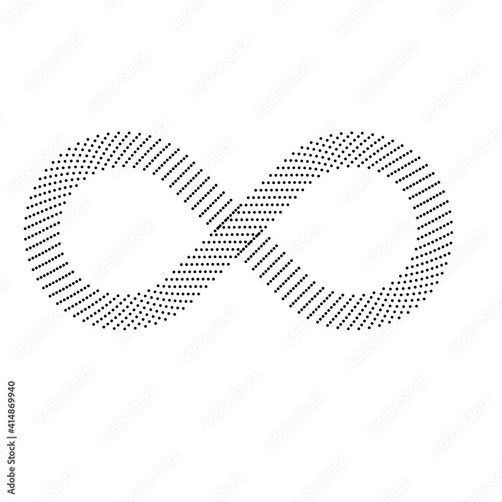 Infinity Symbol .Vector Curved Halftone Dots . Design Element . Black ...