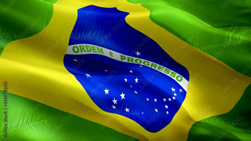 Brazilian flag. Closeup 1080p Full HD 1920X1080 footage video waving in ...