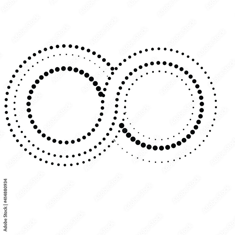 Infinity Symbol .Vector Curved Halftone Dots . Design Element . Black ...