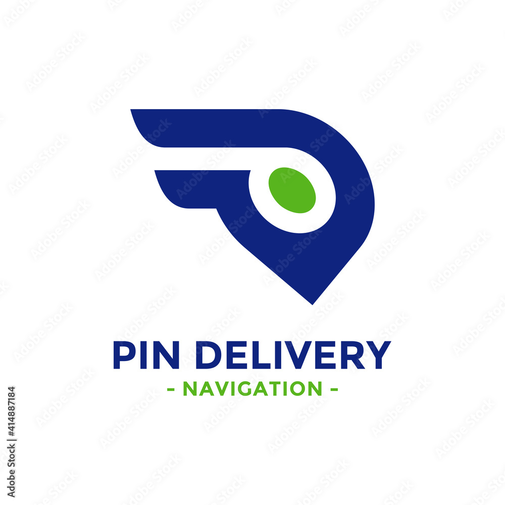 Pin delivery logo design template. Speed symbol with gps map point icon ...