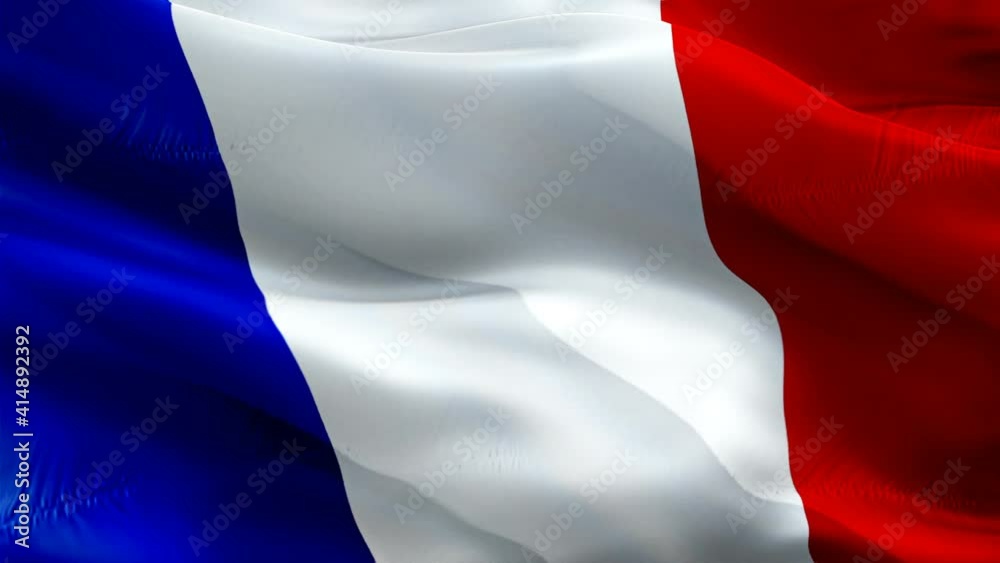 French flag Closeup 1080p Full HD 1920X1080 footage video waving in ...