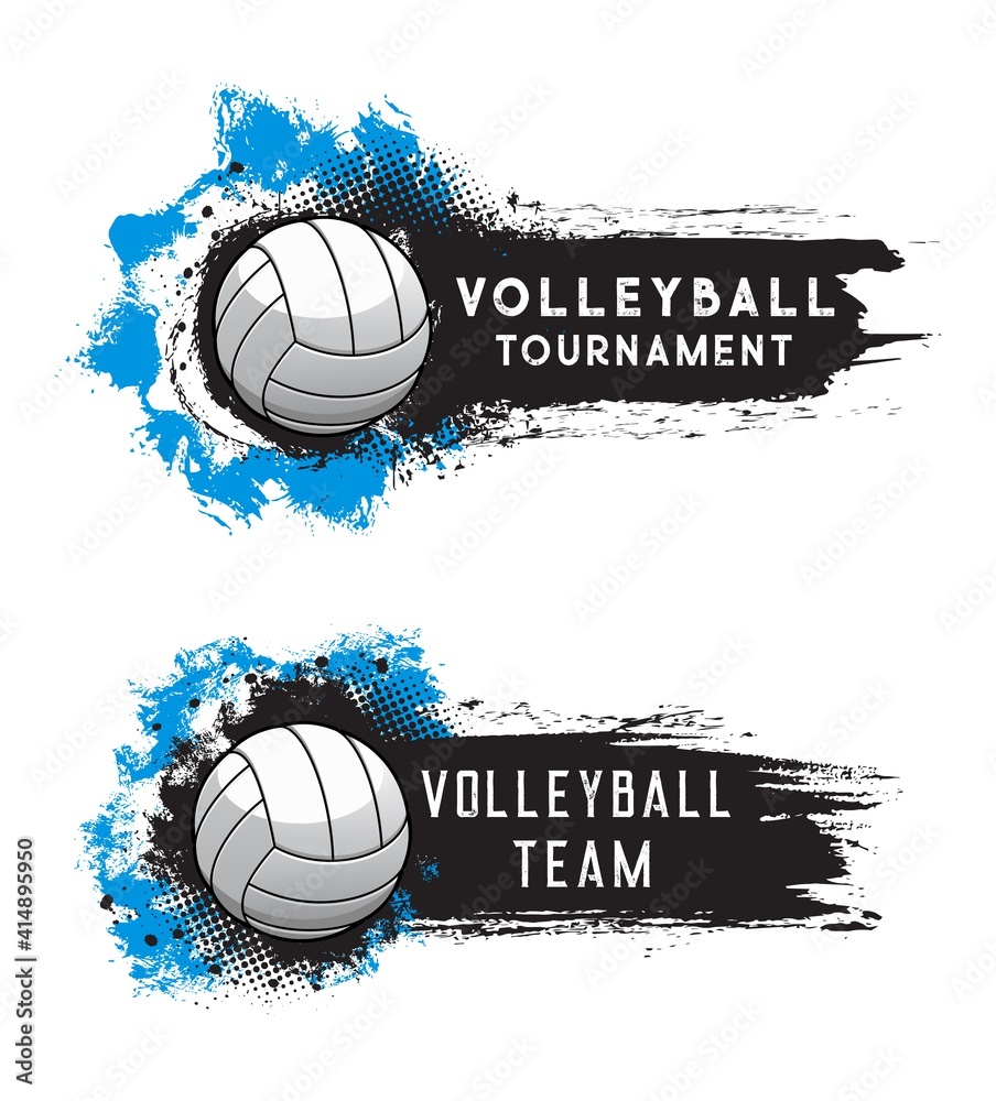 Volleyball sport tournament, ball on vector banner background with ...