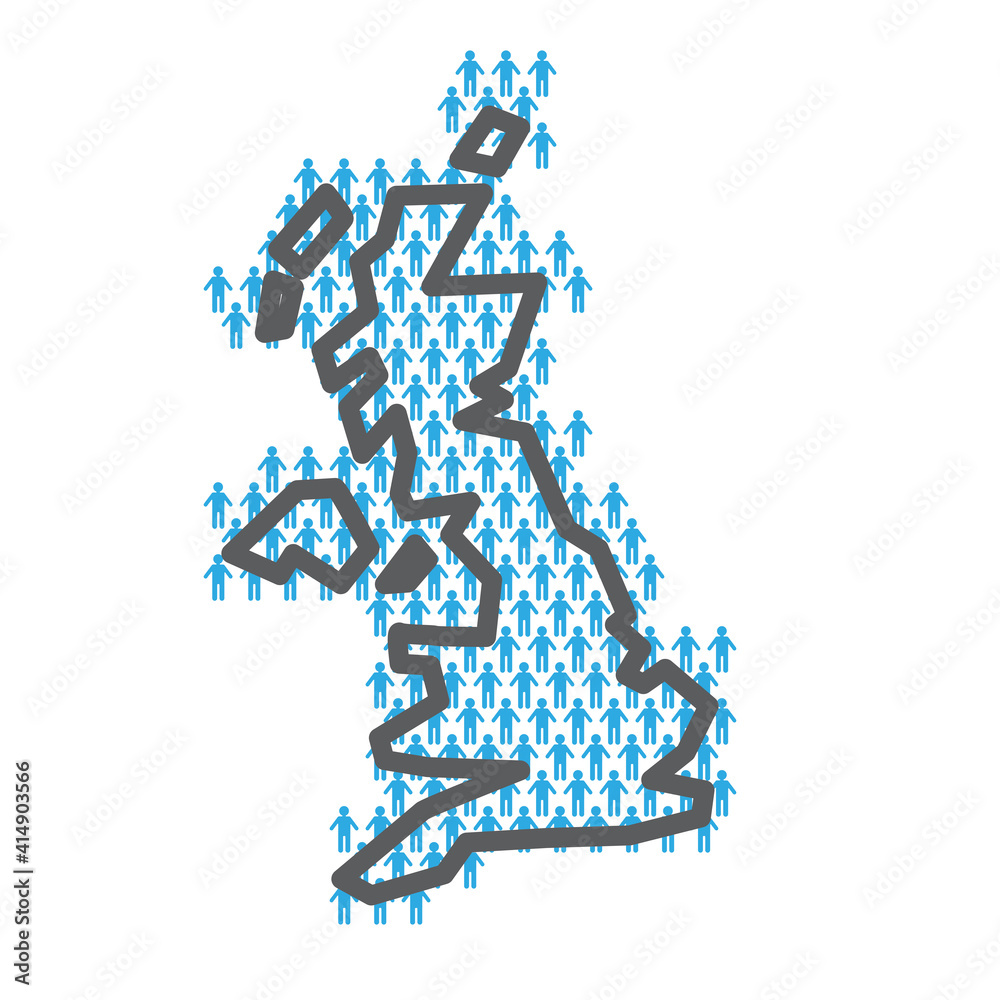 Vetor de UK population map. Country outline made from people figures do ...