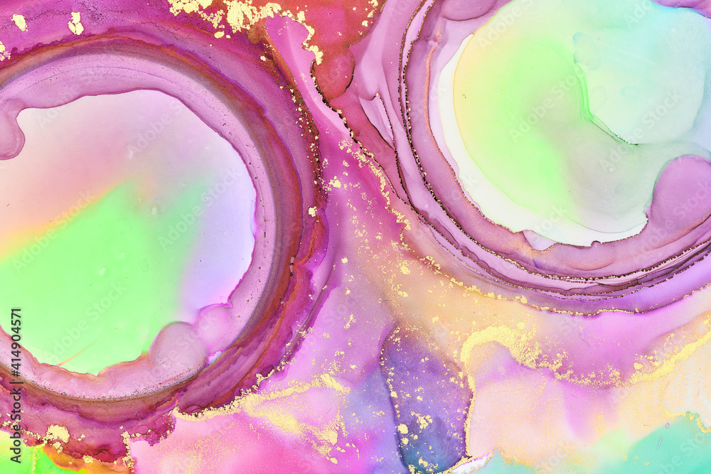 Currents of translucent hues, snaking metallic swirls, and foamy sprays ...