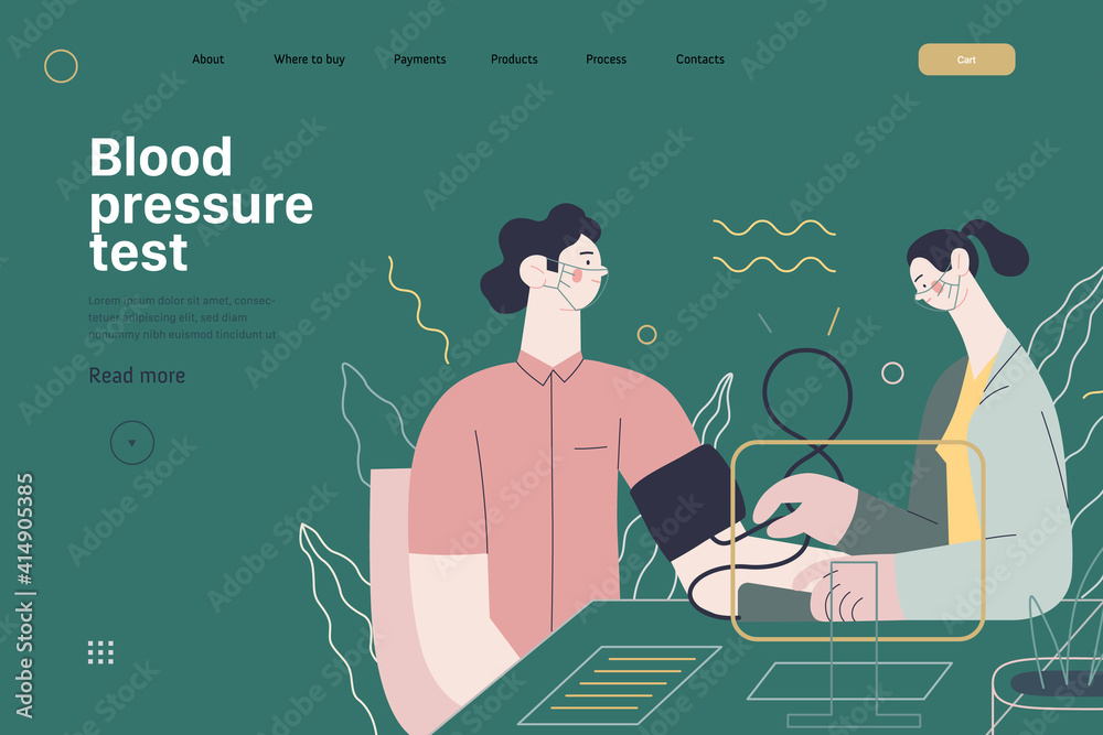 Medical tests template - blood pressure test - modern flat vector ...