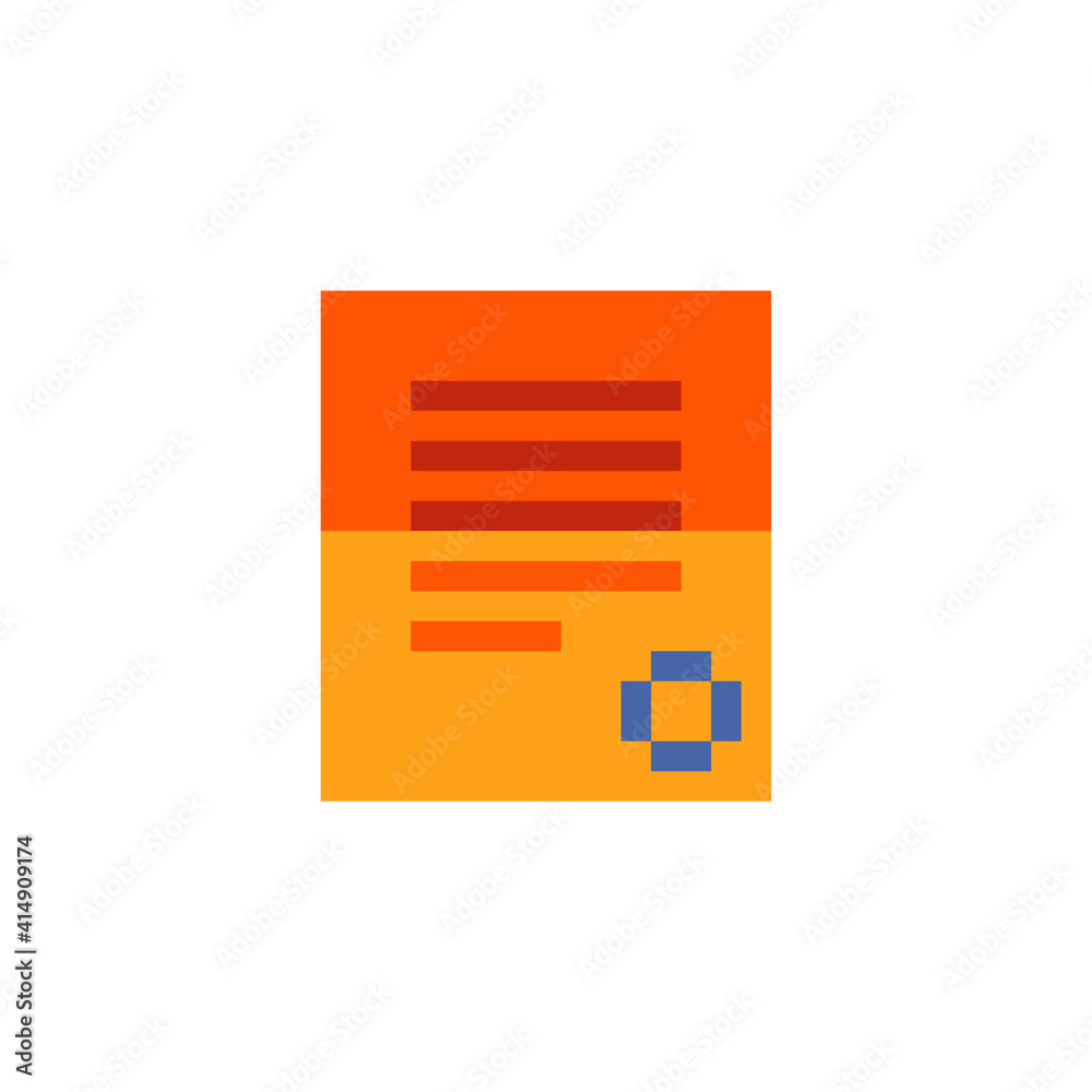 Paper sheet pixel art web site icon. Video game 8-bit sprite. Isolated ...