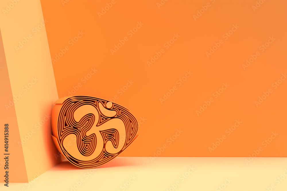 3D Om of Hinduism lucky symbol flat 3D Render Icon for Apps and ...