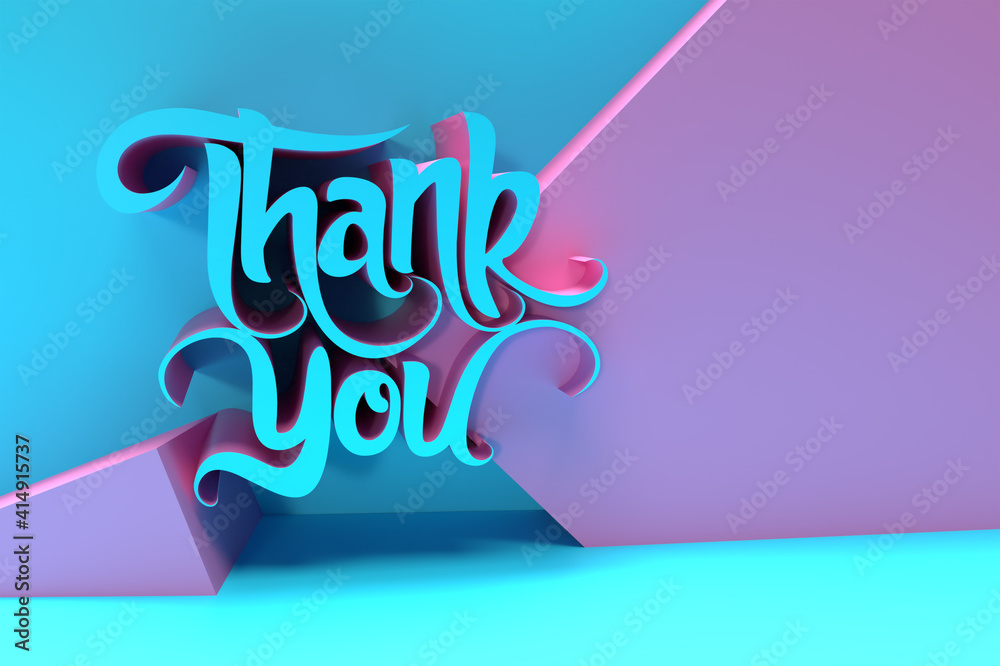 3D Render Thank You lettering typographical 3D Flyer Poster ...