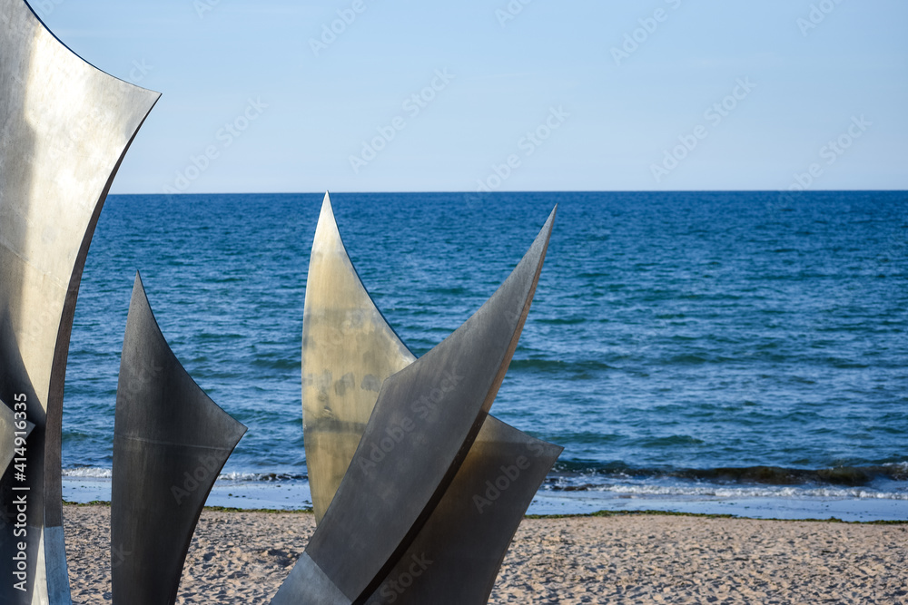 NORMANDY, FRANCE - July 4, 2017: Monument to the Brave detail on the ...