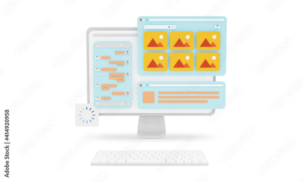 3d Personal Computer illustrations concept for UI UX designer ...