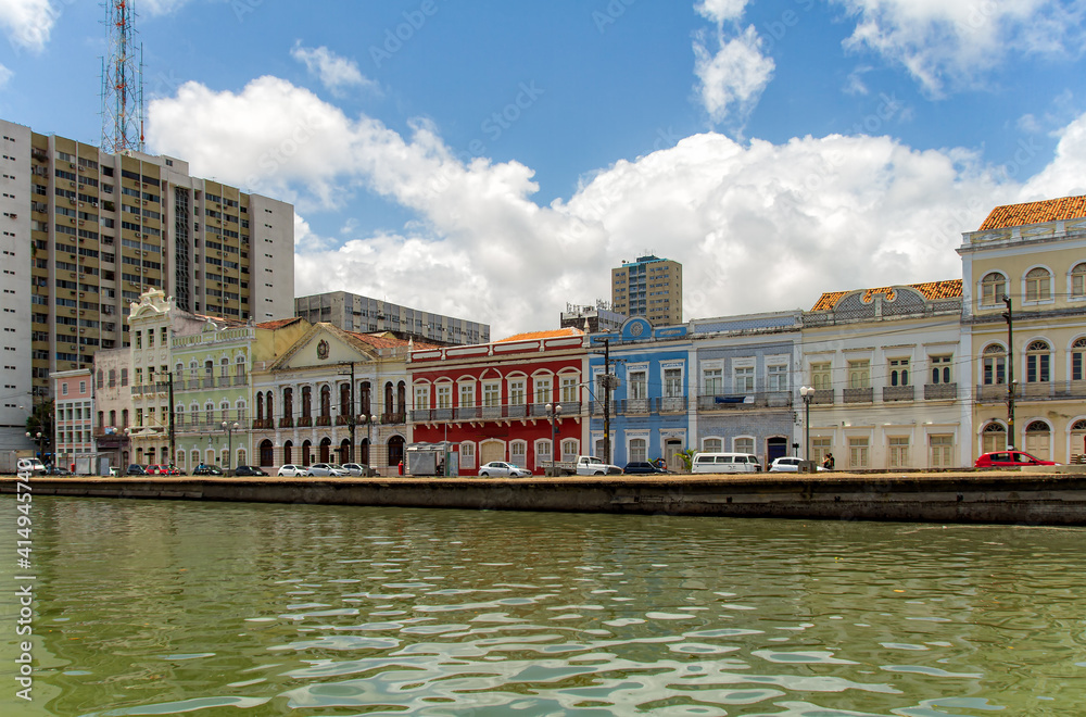 Aurora street in old downtown Recife city situated on the banks of the ...
