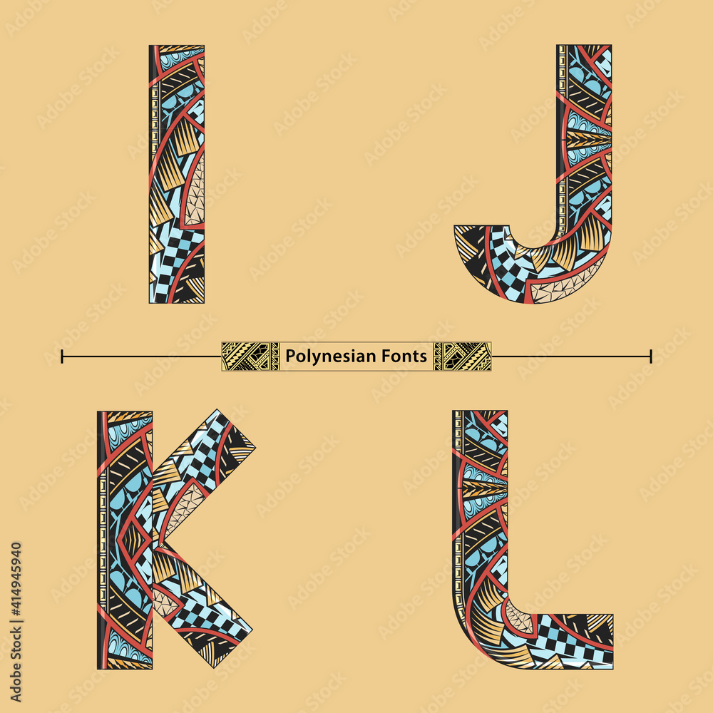 Alphabet polynesian style in a set IJKL Stock Vector | Adobe Stock