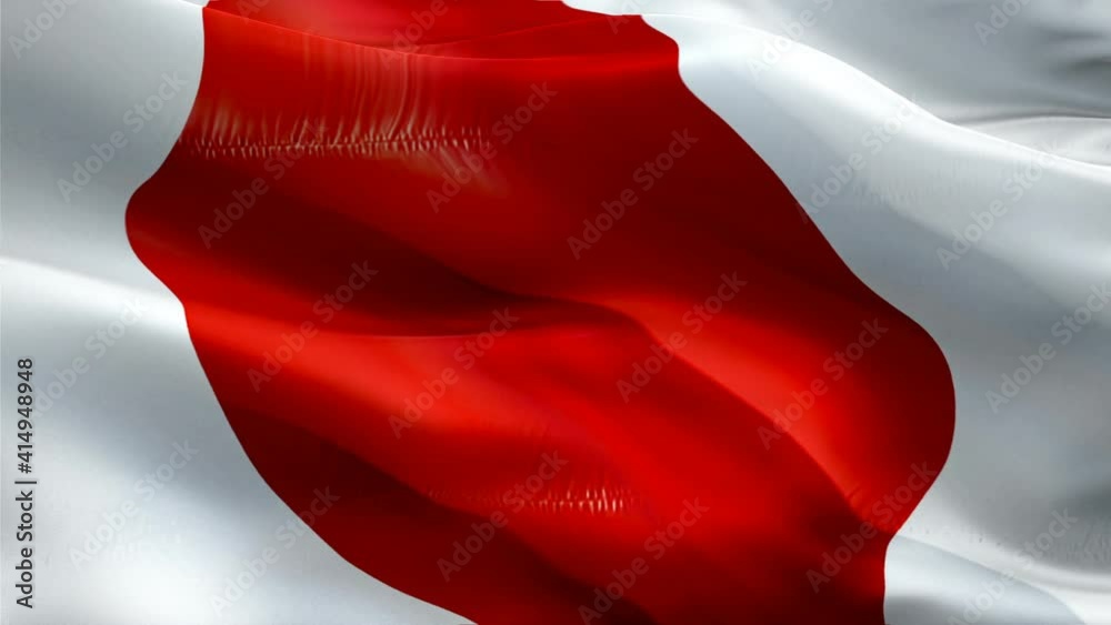 Japanese flag Closeup 1080p Full HD 1920X1080 footage video waving in ...